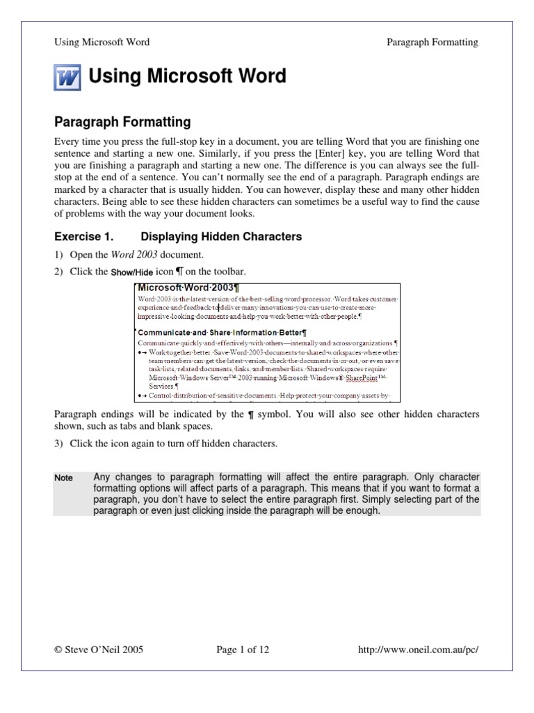 Paragraph Formatting | PDF
