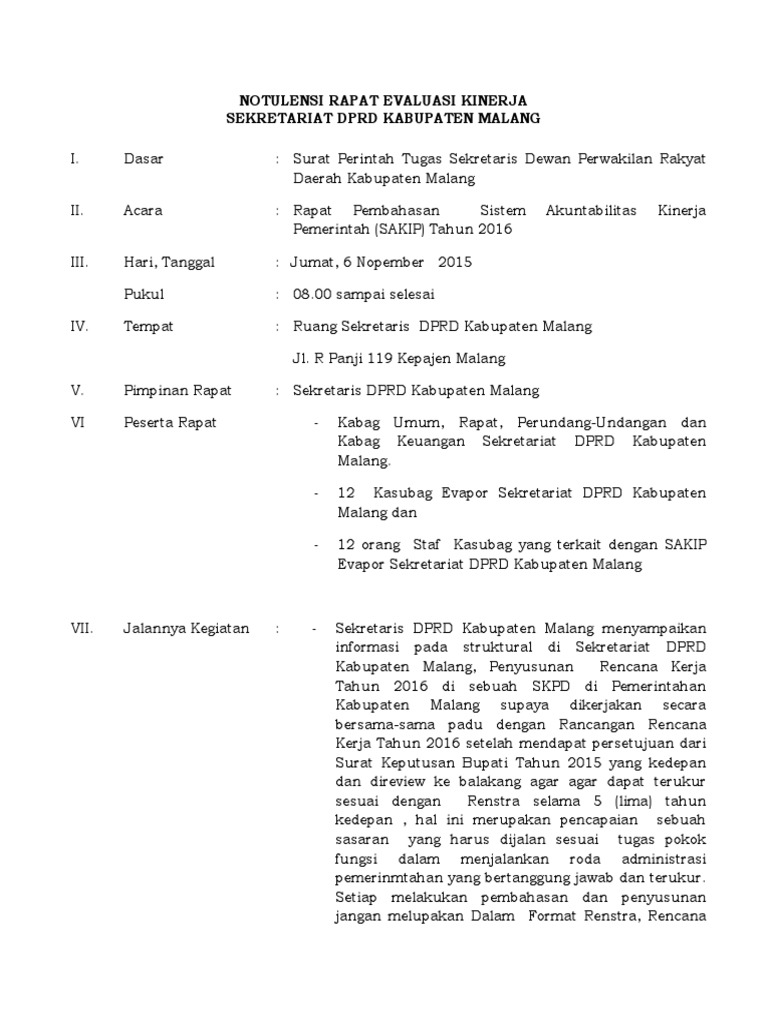 Notulensi Rapat Evaluasi Program | PDF