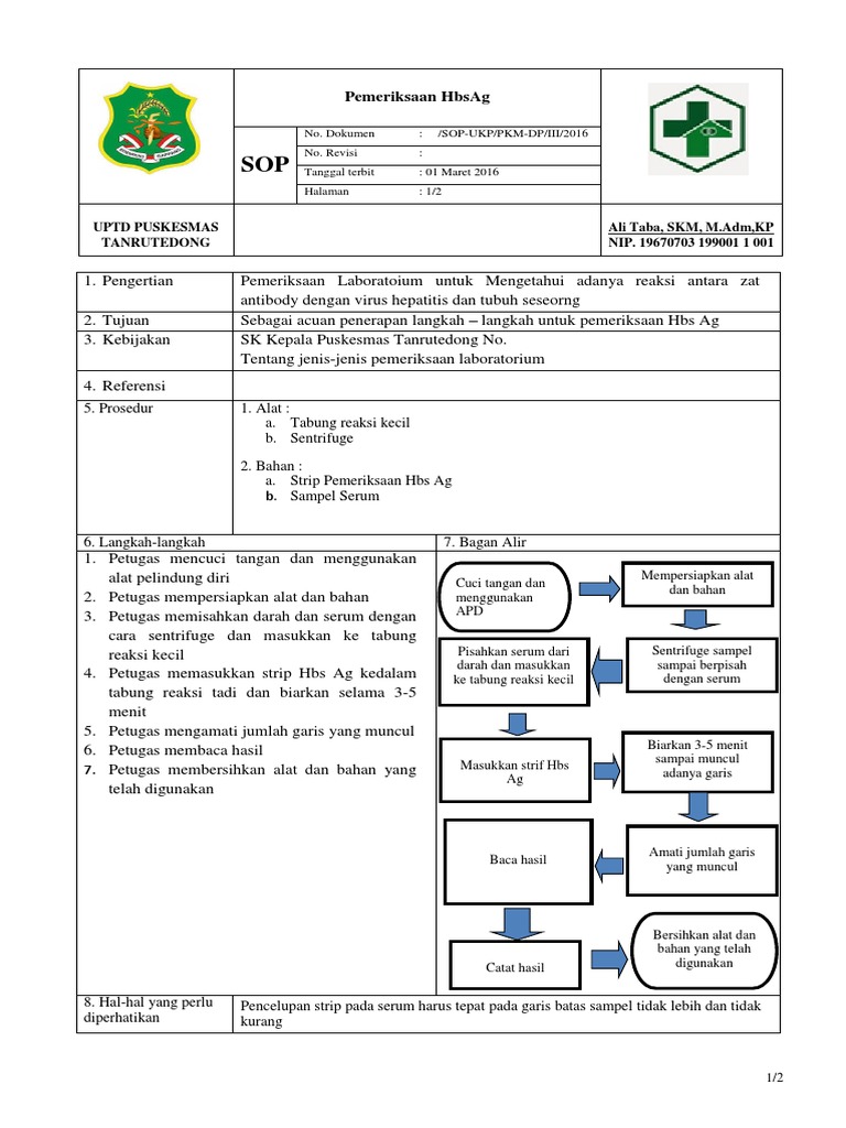 8.1.2.2.11 SOP Pemeriksaan HbSag | PDF