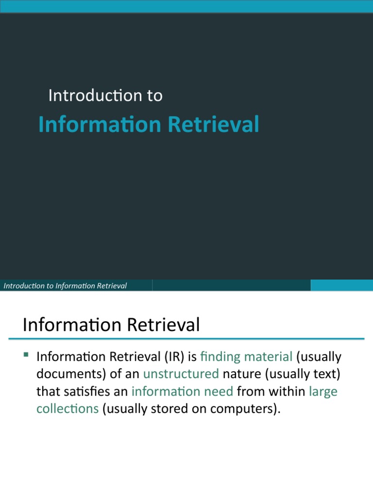 Introduction To: Information Retrieval | PDF | Information Retrieval | Search Engine Indexing