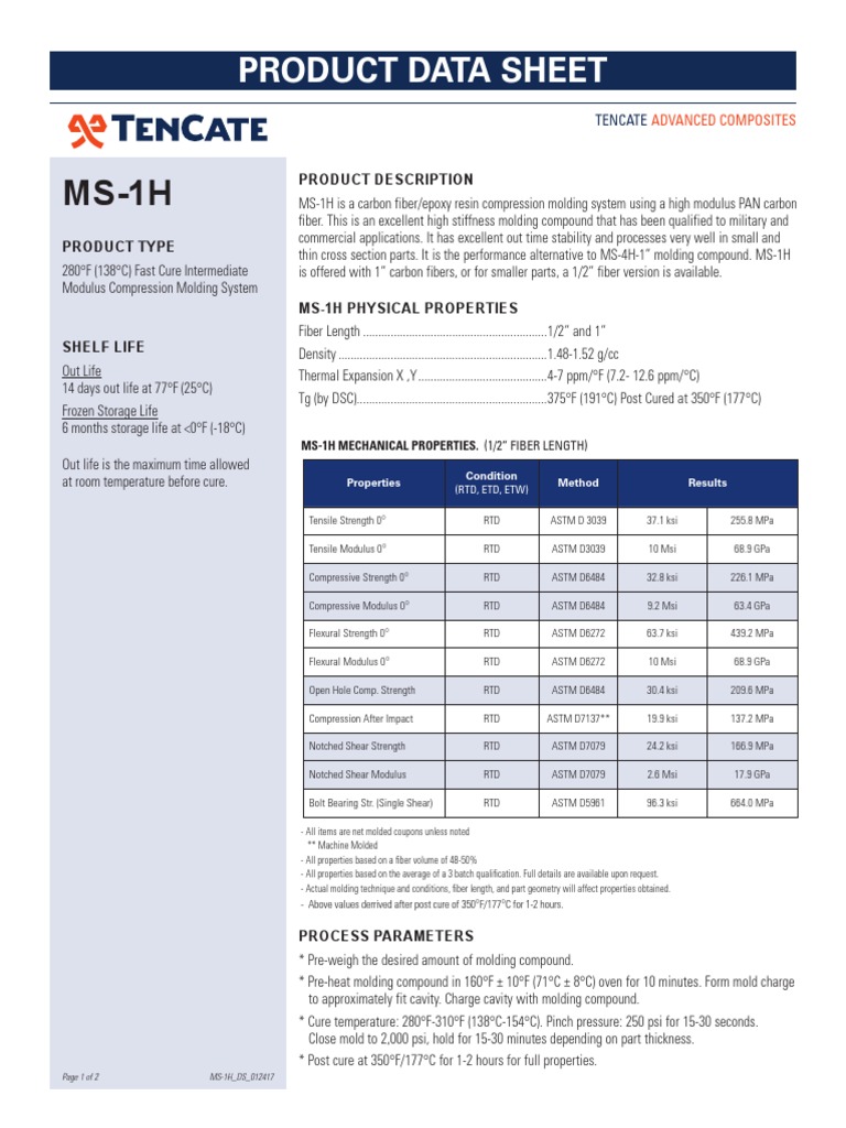 MS-1H Epoxy PDS | PDF | Composite Material | Materials
