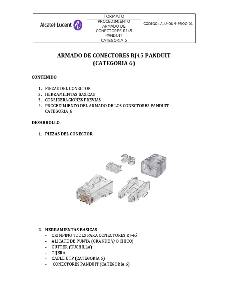 Proc-01 Armado de Conectores Rj45 Panduit | PDF | Informática y ...