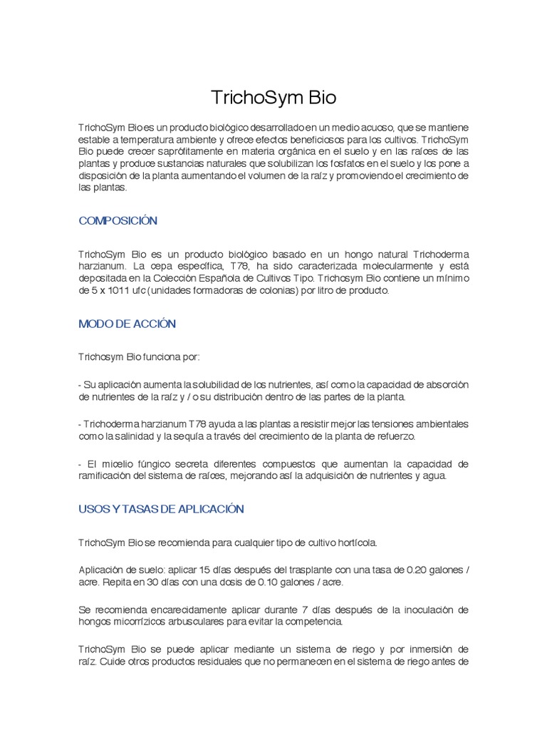TrichoSym Bio | PDF | Suelo | Riego