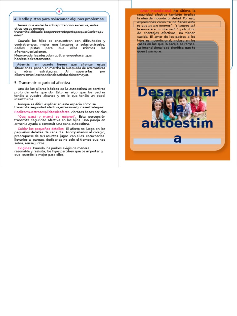 Folleto Desarrollo La Autoestima | PDF | Autoestima | Comportamiento