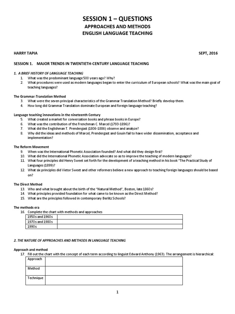 Questions: Approaches and Methods | PDF | Language Education | Language ...