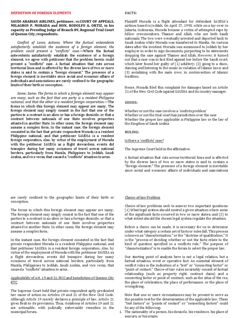 Definition of Foreign Elements: Facts | PDF | Will And Testament ...