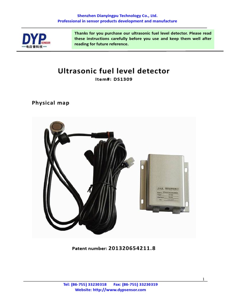 Instructions for Use of Ultrasonic Fuel Level Detector: Technical ...