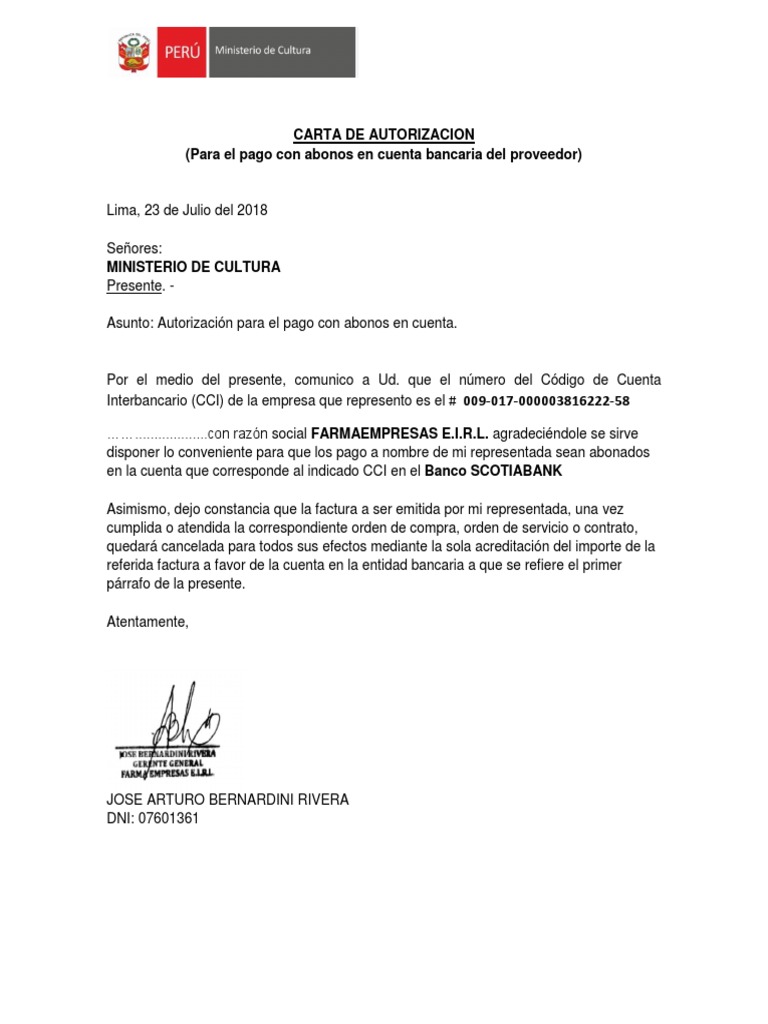 Modelo Carta de Autorizacion | PDF