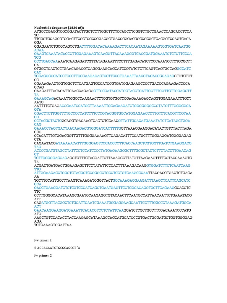 Nucleotide Sequence and Primers Analysis | PDF | Science & Mathematics