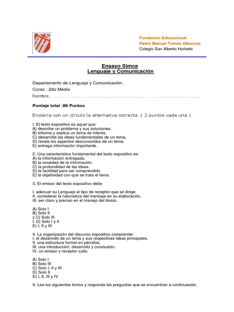 Ensayo Simce 2 | PDF | Comprensión lectora | Epistemología