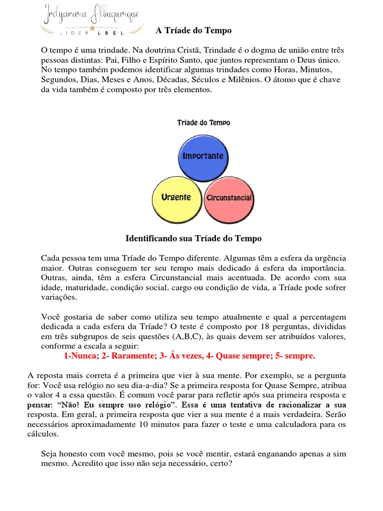 5 Teste tríade do tempo PDF.pdf | Trindade | Tempo