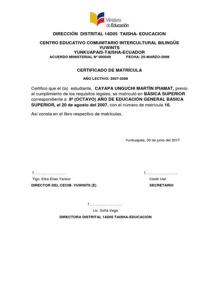 Certificado de Matrícula | PDF | Educación avanzada
