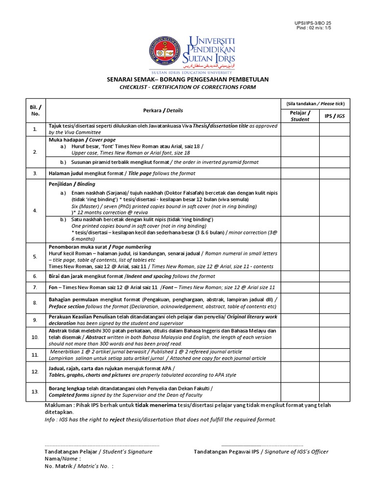 Certification of Corrections Checklist | PDF