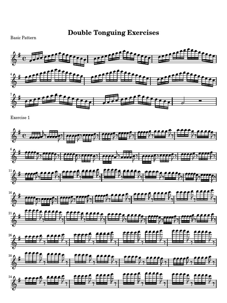 Double Tonguing Exercises: Basic Pattern | PDF