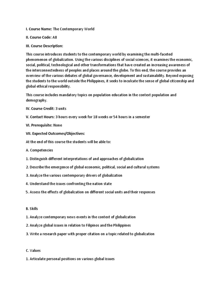 The Contemporary World | PDF