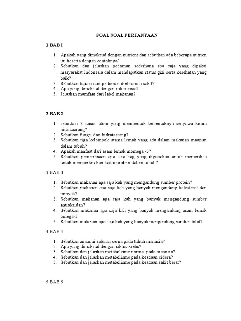 Soal Soal Pertanyaan | PDF