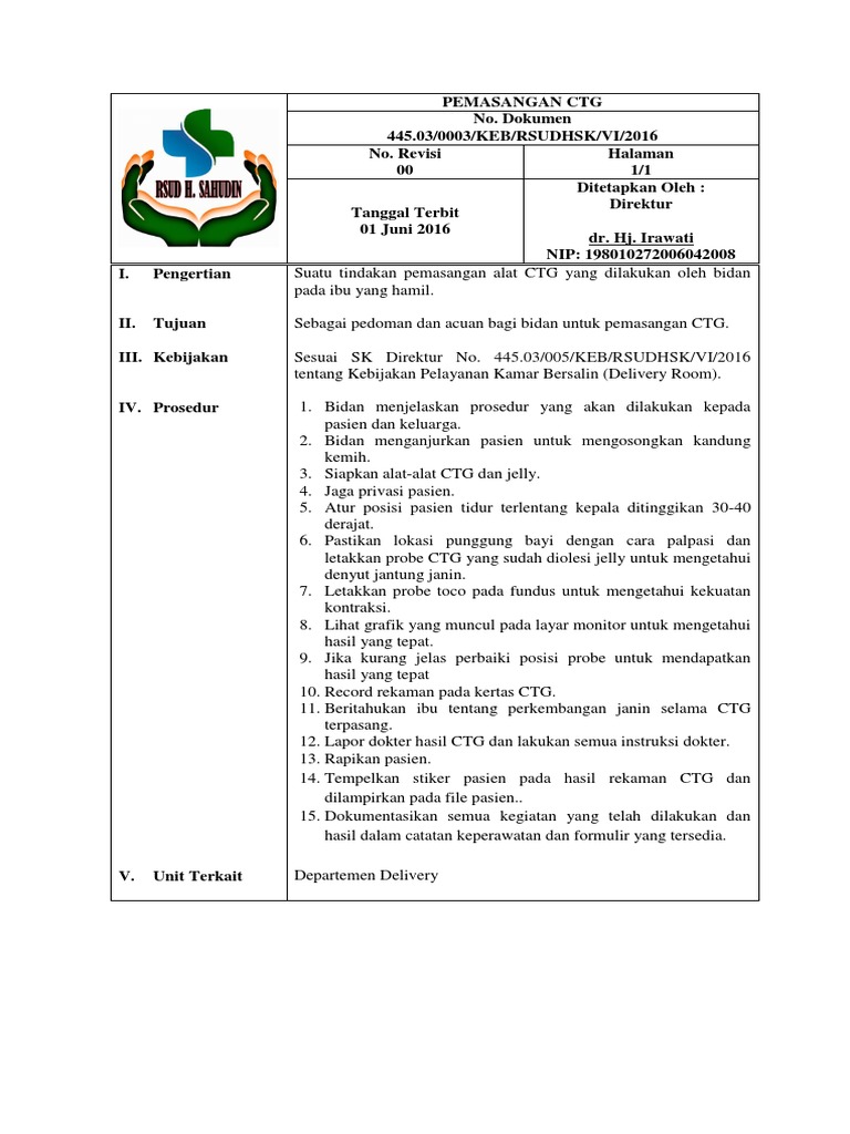 Prosedur Pemasangan CTG untuk Ibu Hamil | PDF | Sains & Matematika