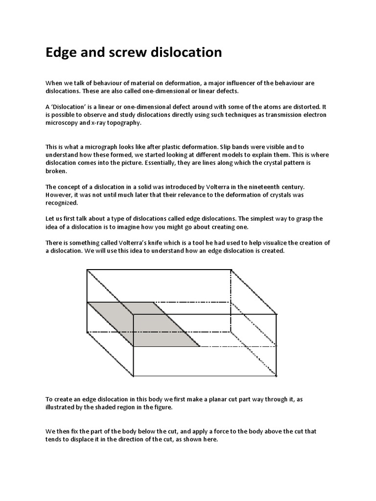 Edge vs Screw Dislocation Explained | PDF | Dislocation | Materials Science