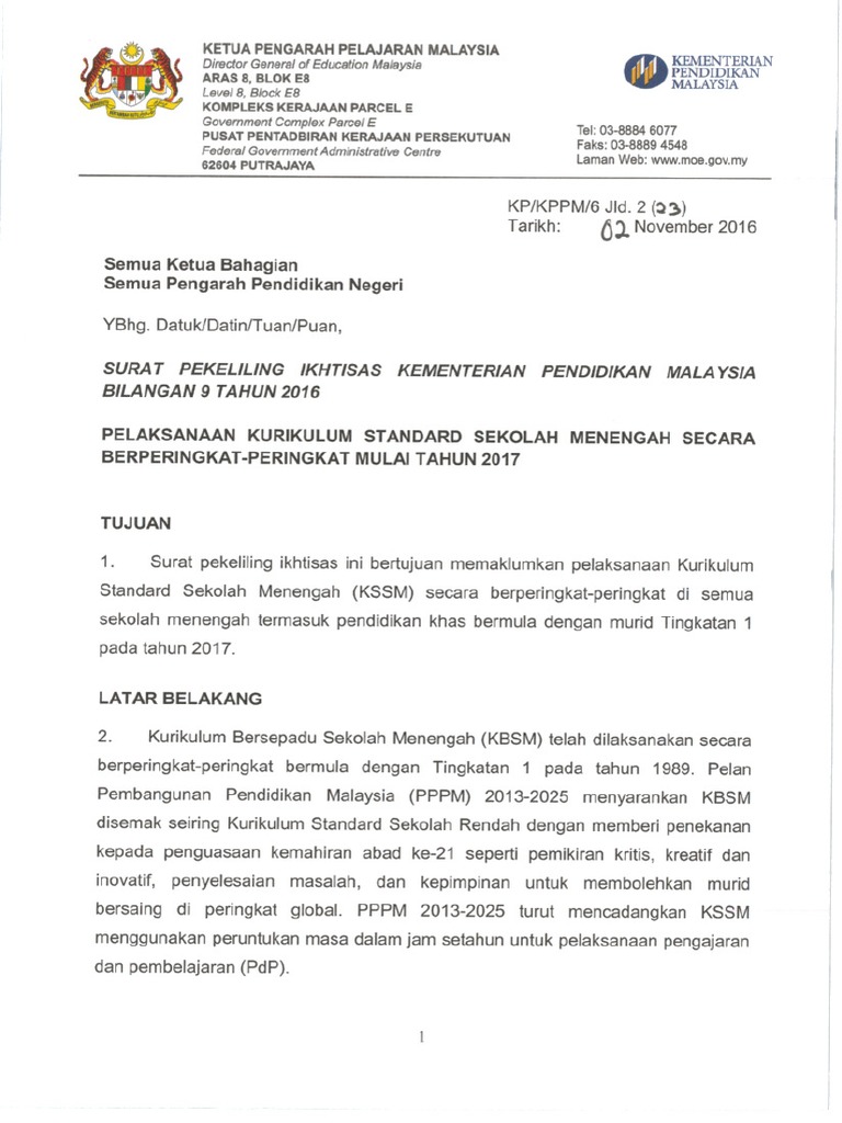 Pekeliling KSSM PDF | PDF