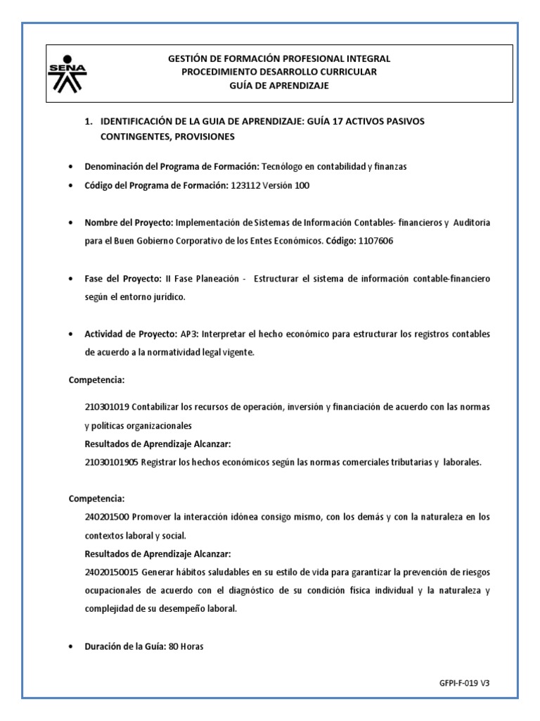 Guia 17 Activos Pasivos Contingentes, Provisiones (1) | Contador ...