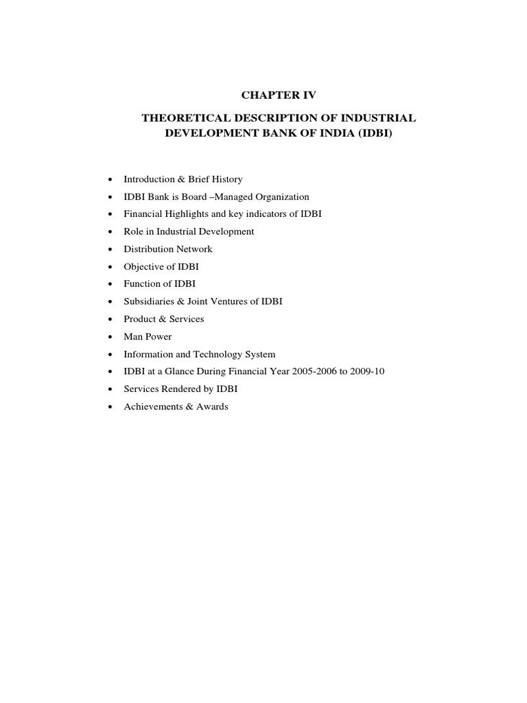 History of IDBI | PDF | Banks | Capital Market