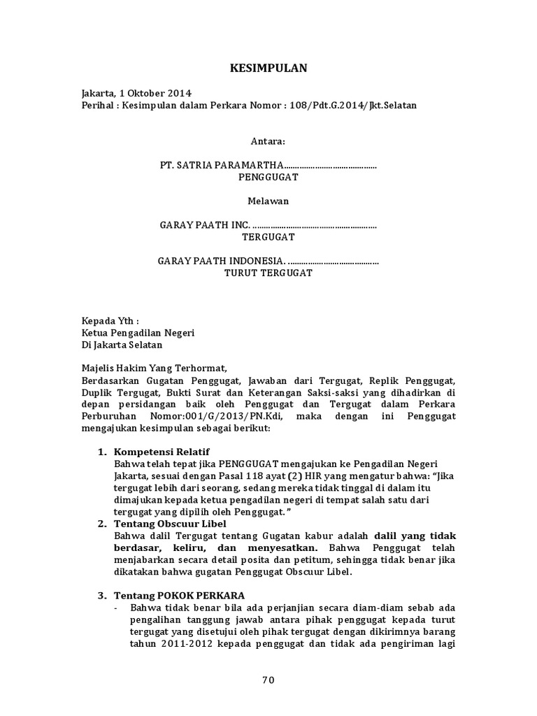 Contoh Pembuatan Kesimpulan Ilustrasi | PDF