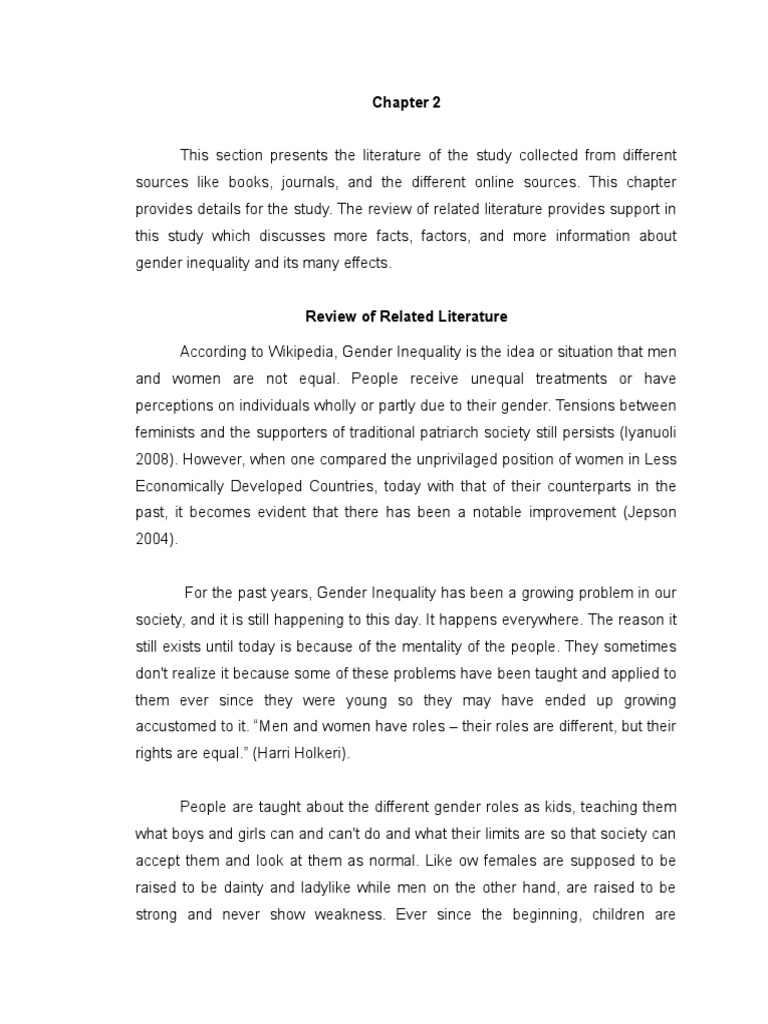 Thesis Chapter 2 | PDF | Gender Role | Gender Inequality