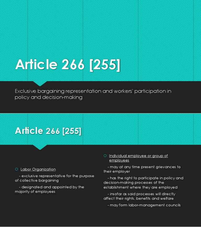 Article 266 (255) : Exclusive Bargaining Representation and Workers ...