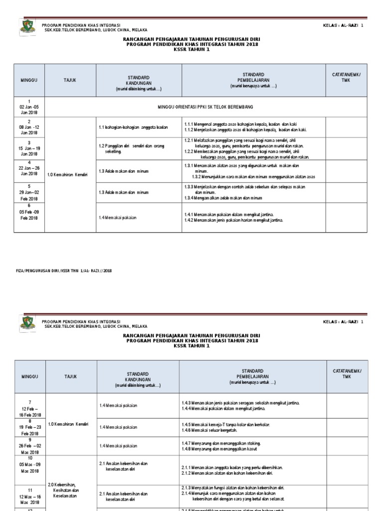 Rancangan Pengajaran Pengurusan Diri | PDF