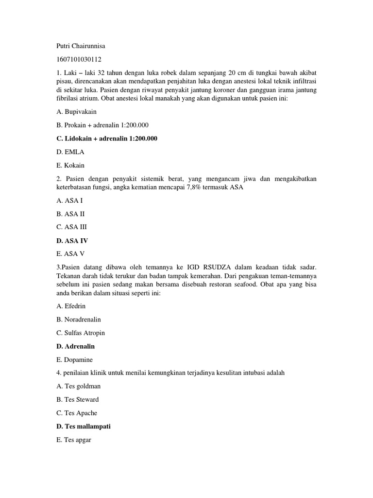 Soal Anes Putri | PDF