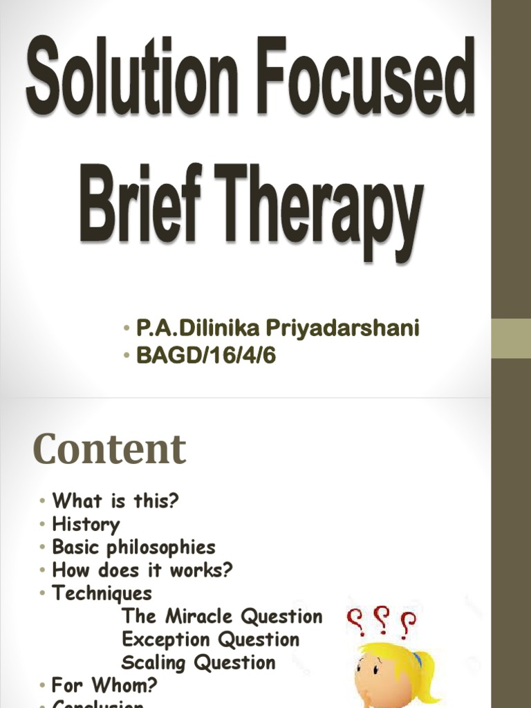 Solution Focused Brief Therapy Guide | PDF | Behavioural Sciences ...