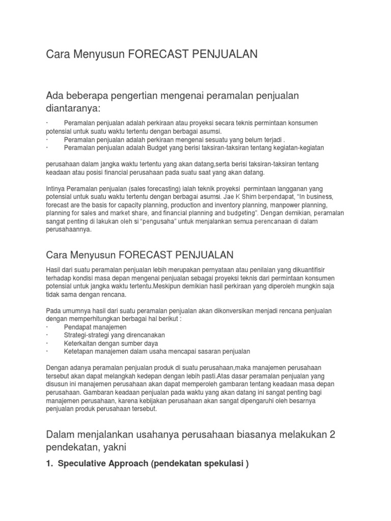 3.cara Menyusun Forecast Penjualan | PDF | Karier & Perkembangan | Bisnis