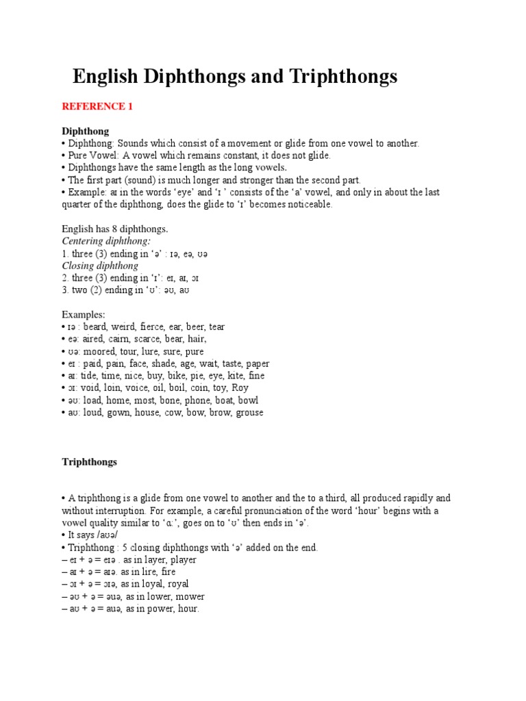 English Diphthongs and Triphthongs | PDF | Linguistics | Semiotics