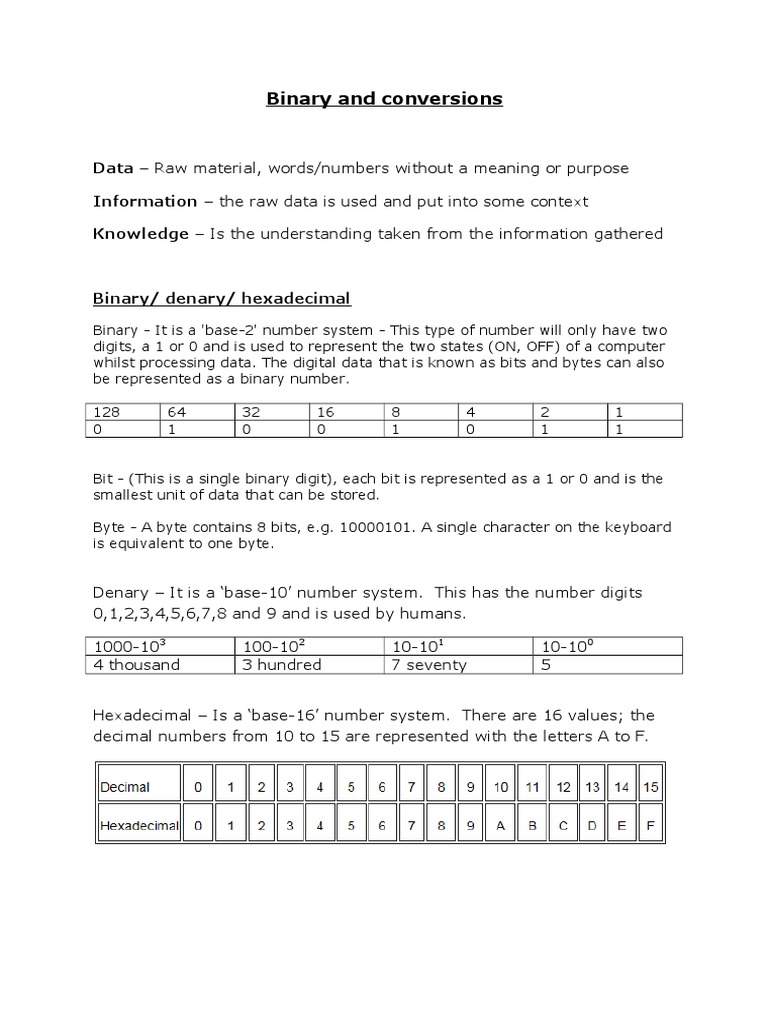 Binary | PDF | Byte | Bit