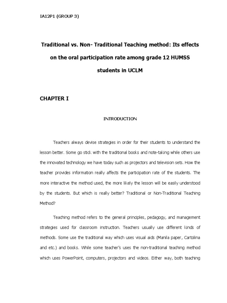 Chapter 1 Research Grade 12 | PDF | Teaching Method | Teachers