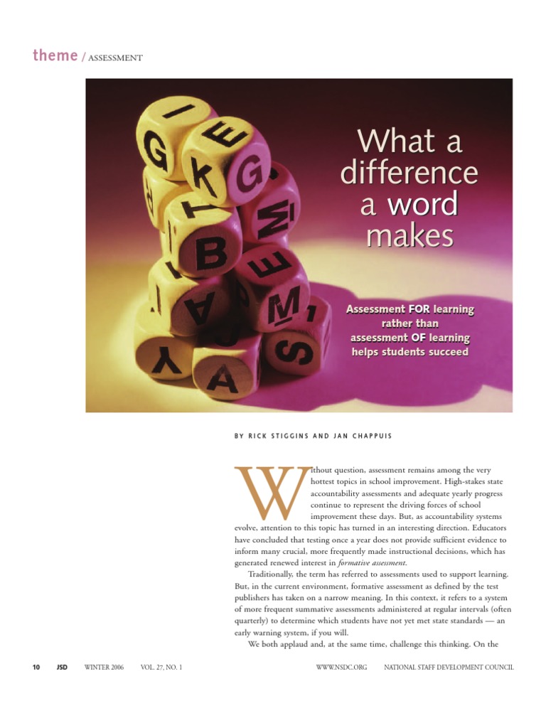 What A Difference A Word Makes Pdf Educational Assessment Teachers