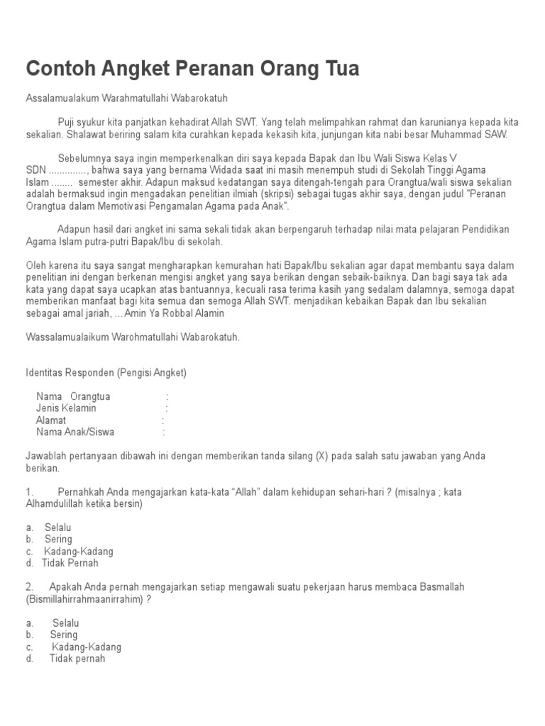 Contoh Angket | PDF