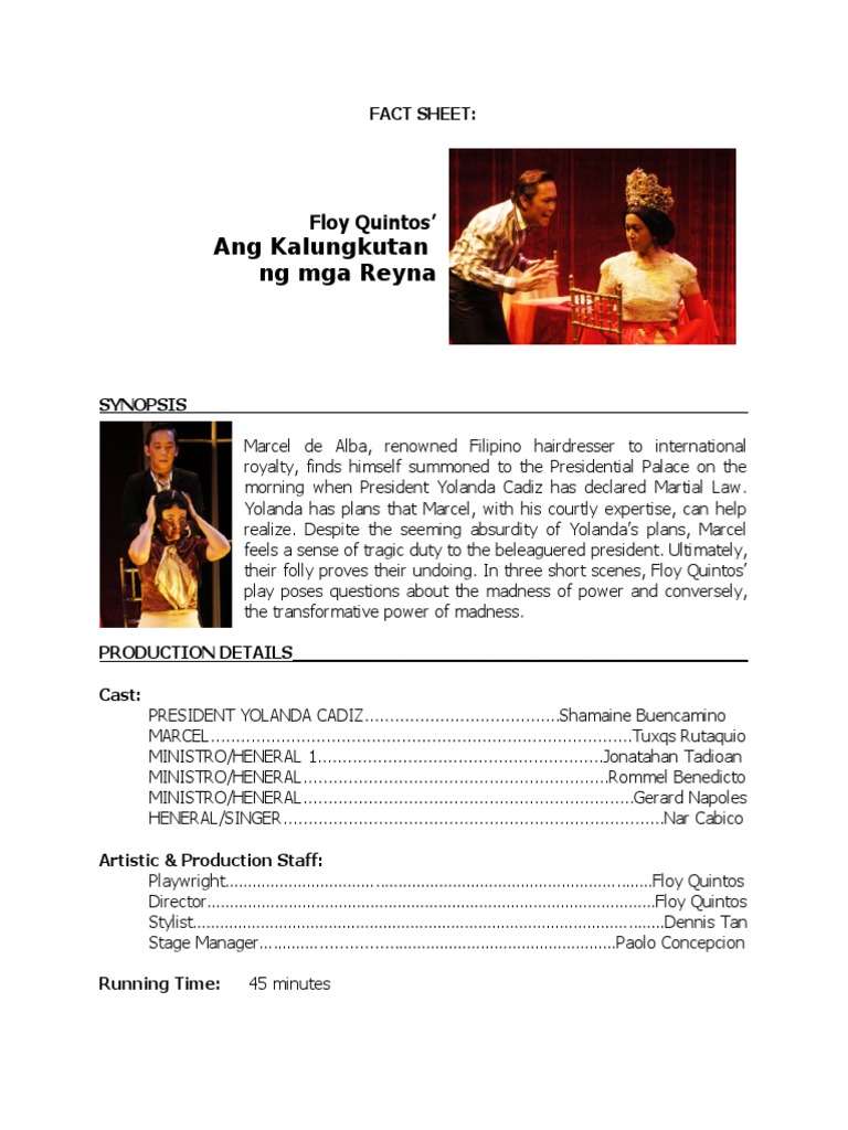 FACT SHEET - Ang Kalungkutan NG Mga Reyna | PDF