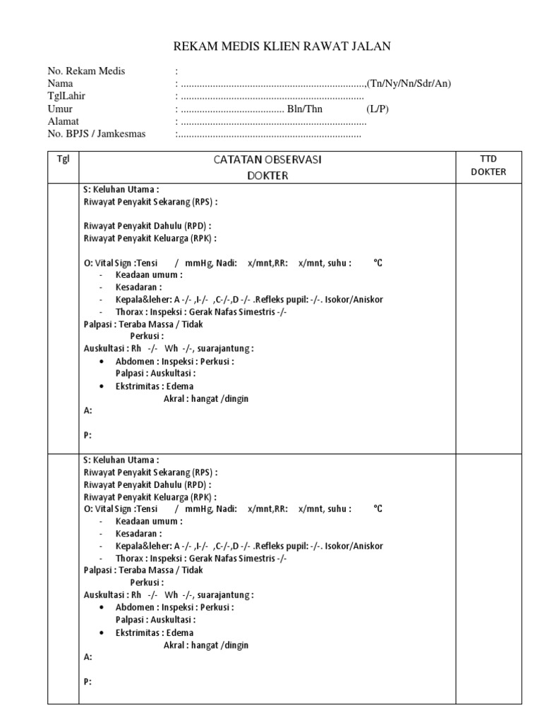 Rekam Medis Klien Rawat Jalan | PDF