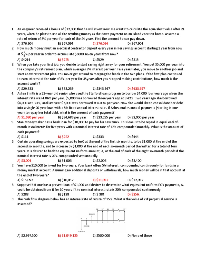 Engineering Economics Final Exam Review | PDF | Interest | Depreciation
