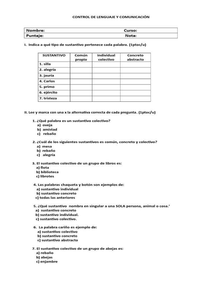 54475214 Tipos de Sustantivo PRUEBA (1) | Sustantivo | Tipología ...