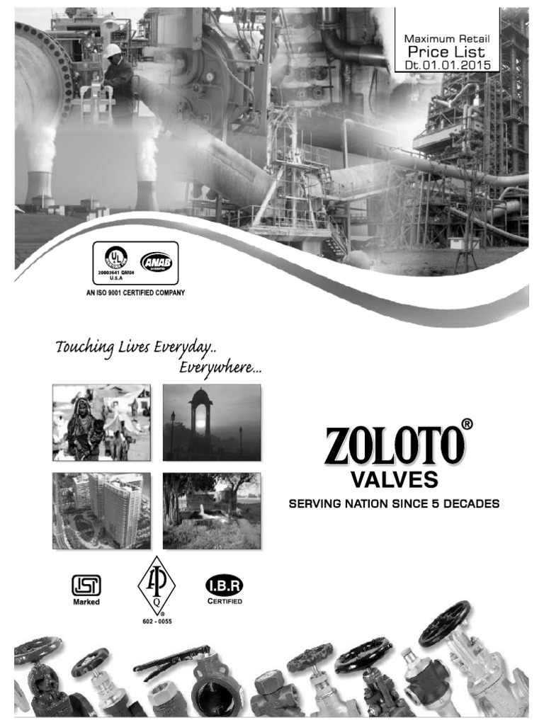 Zoloto Valves Price List
