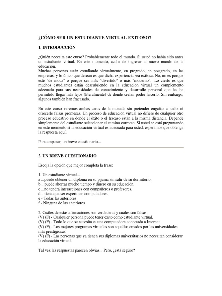 Estudiante Virtual Exitoso | PDF