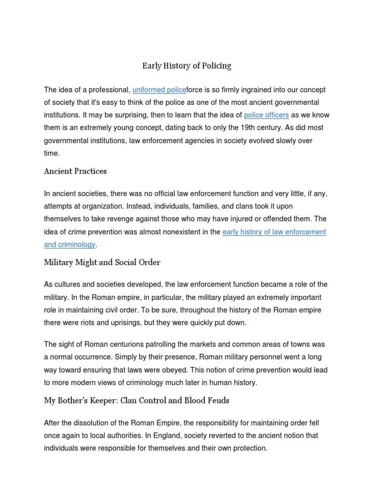 The Evolution of Law Enforcement: From Ancient Blood Feuds to Modern ...