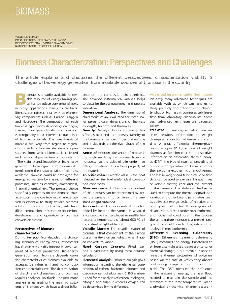 Biomass Characterization: Perspectives and Challenges | Download Free ...