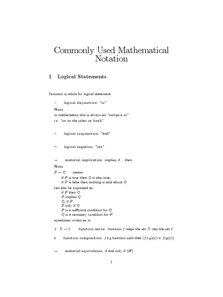 Mathematical Notation | PDF | If And Only If | Set (Mathematics)
