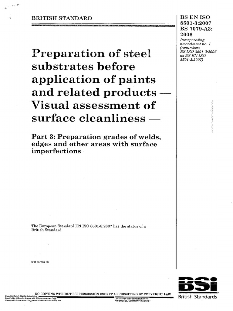 ISO 8501 3 2007 Preparation of Steel PDF | PDF