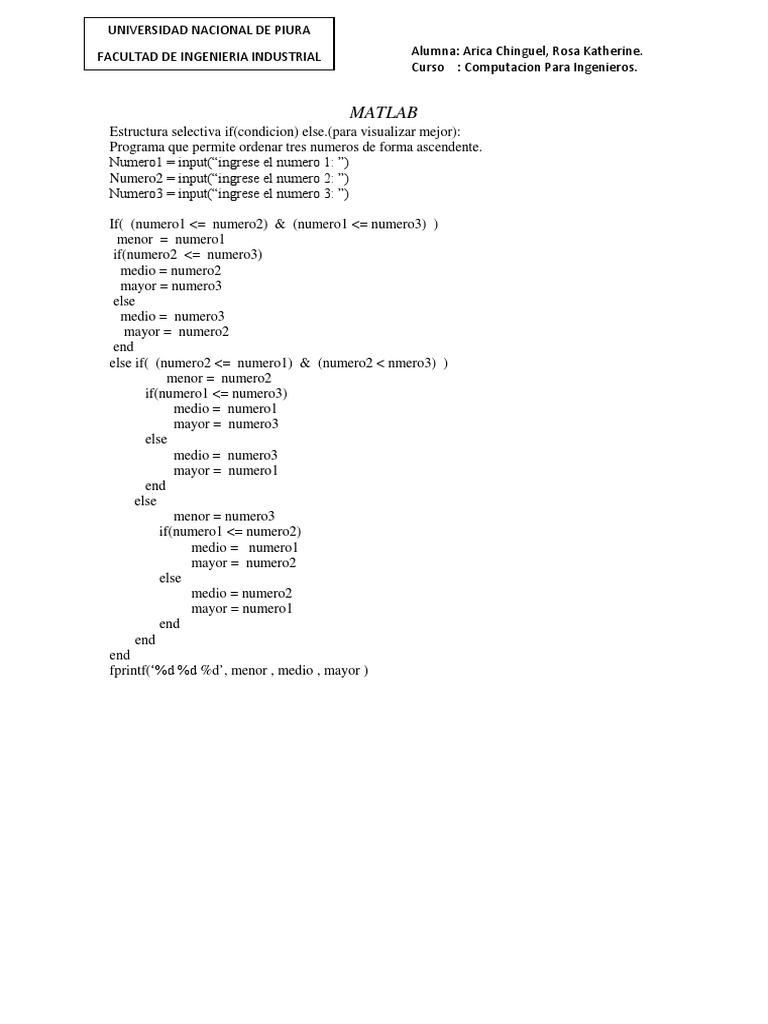 MATLAB (If Else) | PDF