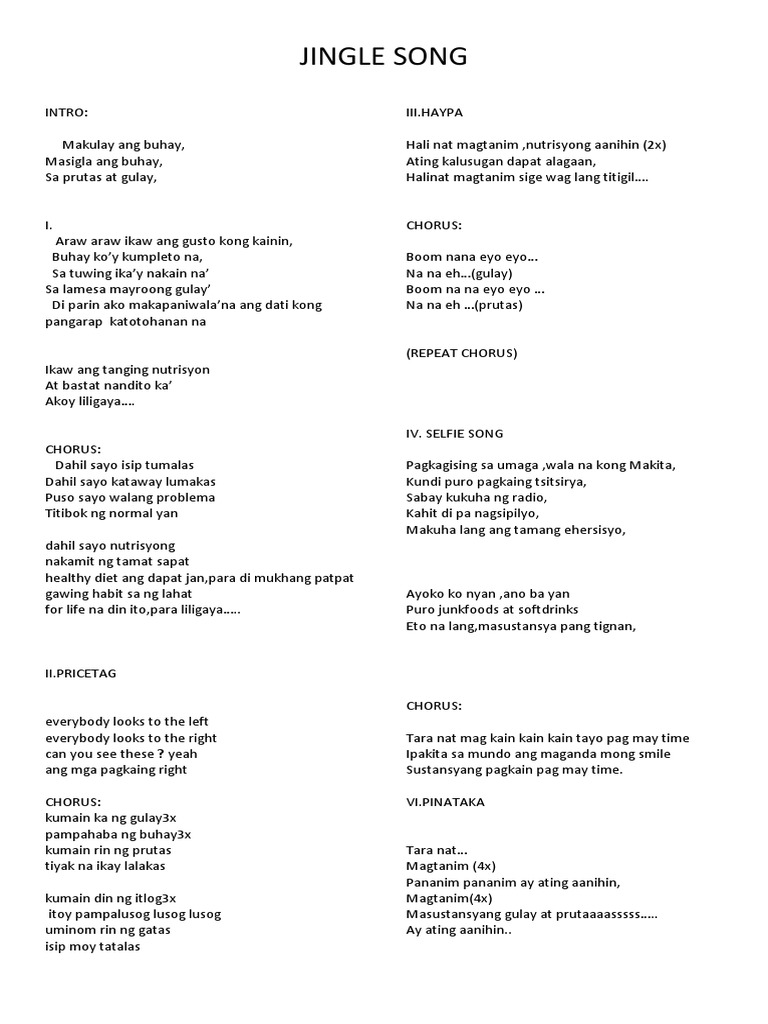 Jingle Song Grade 9 | PDF