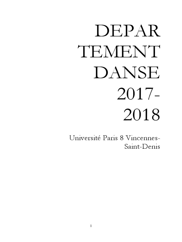 Informations Département Danse 2017-2018 | PDF | Arts | Pédagogie
